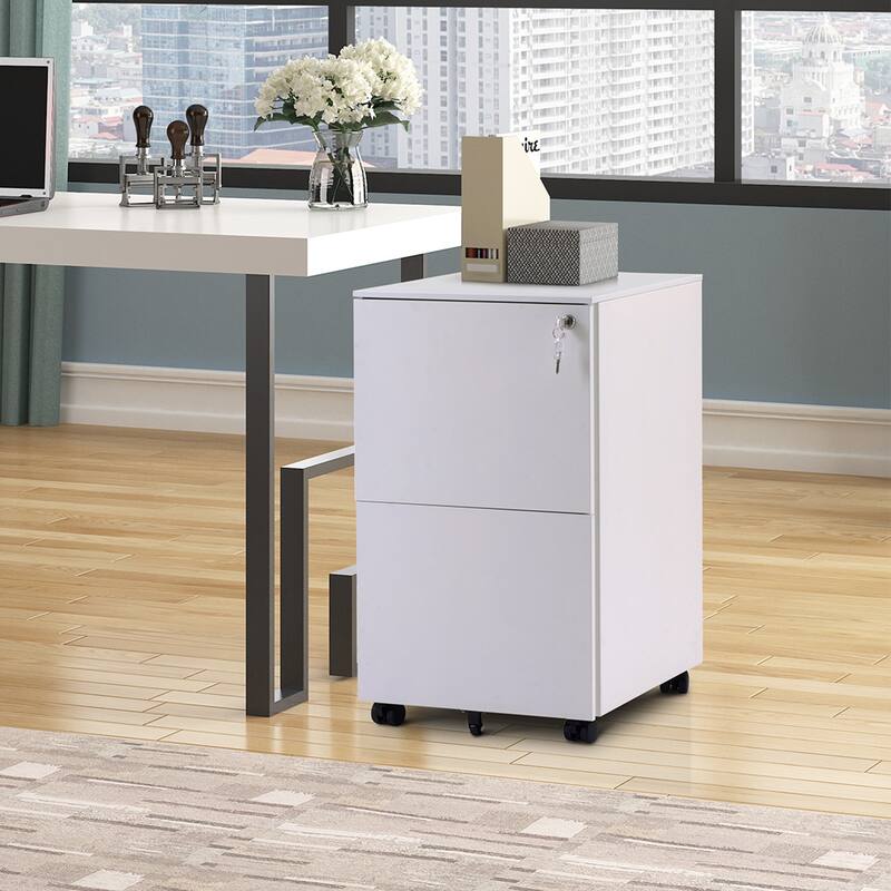 Art Leon Movable Metal Filing Cabinet with 2 Drawers - Overstock - 32465524