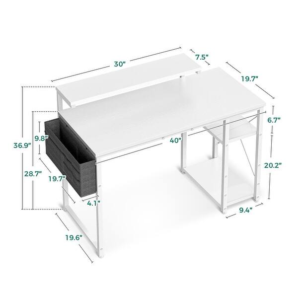 40 Inch Computer Desk with Adjustable Monitor Stand, Work Writing Desk ...