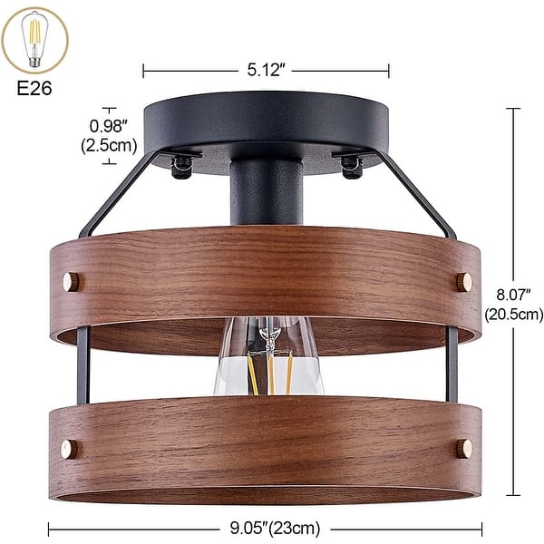 Wood ceiling light fixture farmhouse vintage semi flush mount light ...