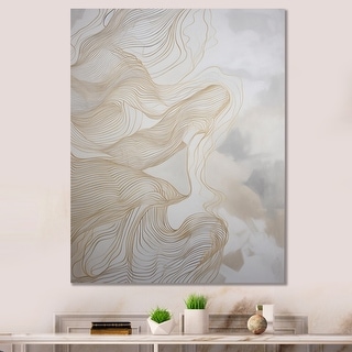 Designart "Gold And Grey Linear Expressions Ii" Minimalism Line Art ...