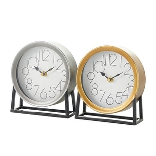 Metal Metallic Clock with Black Modern Bases - Set of 2 Multi Colored ...