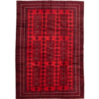 ECARPETGALLERY Hand-knotted Rizbaft Red Wool Rug - 6'7 x 9'3 - Bed Bath ...