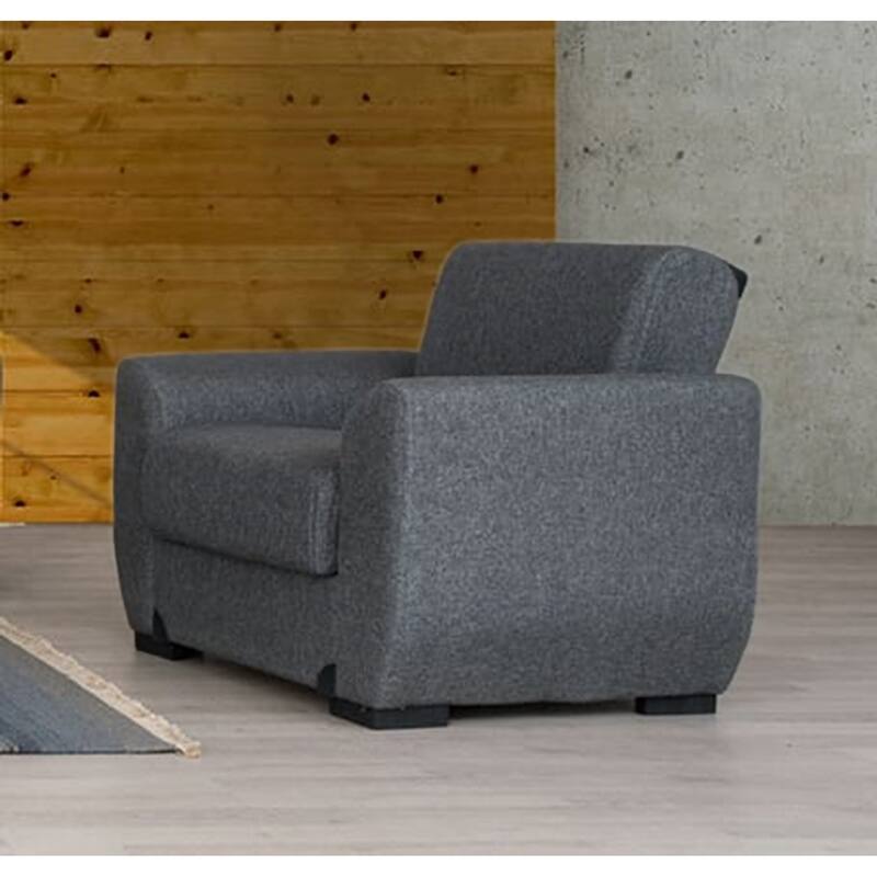 Lancaster Grey Fabric Convertible Arm Chair with Storage - Overstock ...