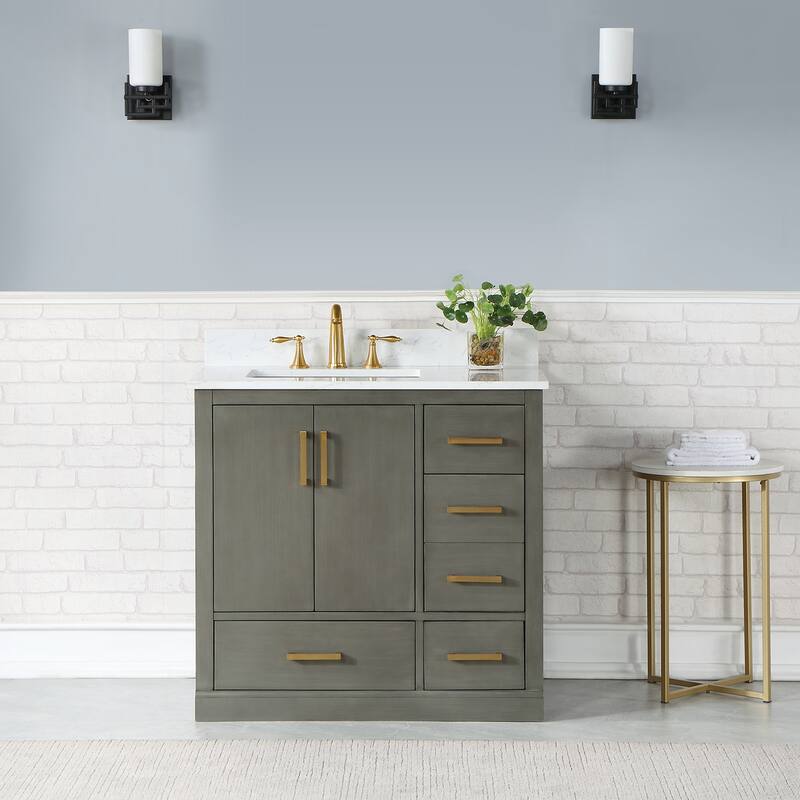 Altair Monna Bathroom Vanity with White Composite Stone Top without ...