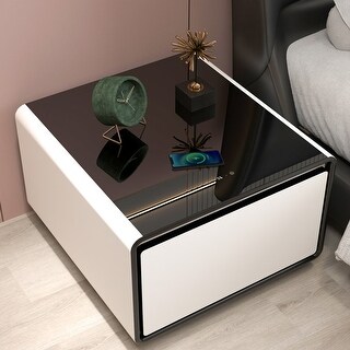 Smart Side Table with Built-In Fridge, Wireless Charging, Power Sockets ...