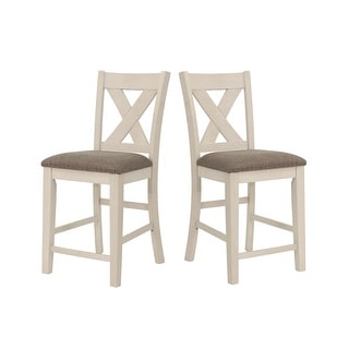 Set of 2 Counter Hight Chairs with X-Cross Back, White - Bed Bath ...