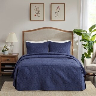 Madison Park Mansfield Solid 3-Piece Split Corner Pleated Bedspread ...