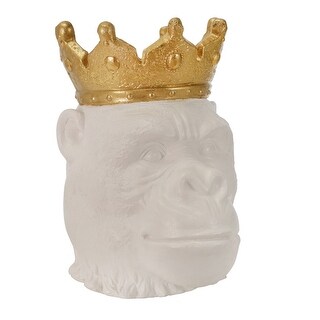 15.5" White and Gold Gorilla with Crown Planter - Bed Bath & Beyond ...