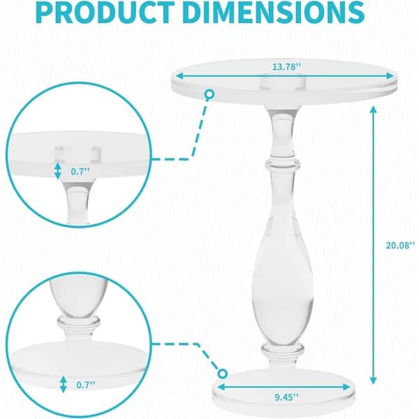 Mixoy Acrylic Side Table,Modern Stable Solid Base End Table,Polished ...