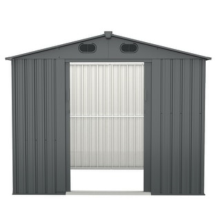 8 ft X 6ft Outdoor Metal Storage Shed, Galvanized Steel Garden Shed ...