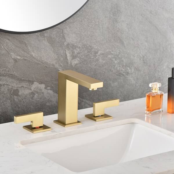 SUMERAIN Brushed Gold 8 Inch Widespread Lavatory Bathroom Faucet - Bed ...