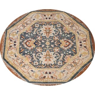 Blue Heriz-Serapi Oriental Octagon Area Rug Wool Carpet - 6'2"x 5'10 ...