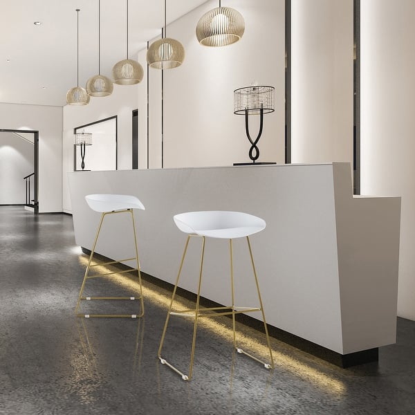 Porthos Home Aaro Plastic Bar Stools with Iron Sled Legs, Set of 2 ...