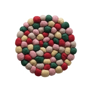 Handmade Wool Felt Ball Round Trivet - Bed Bath & Beyond - 41421005