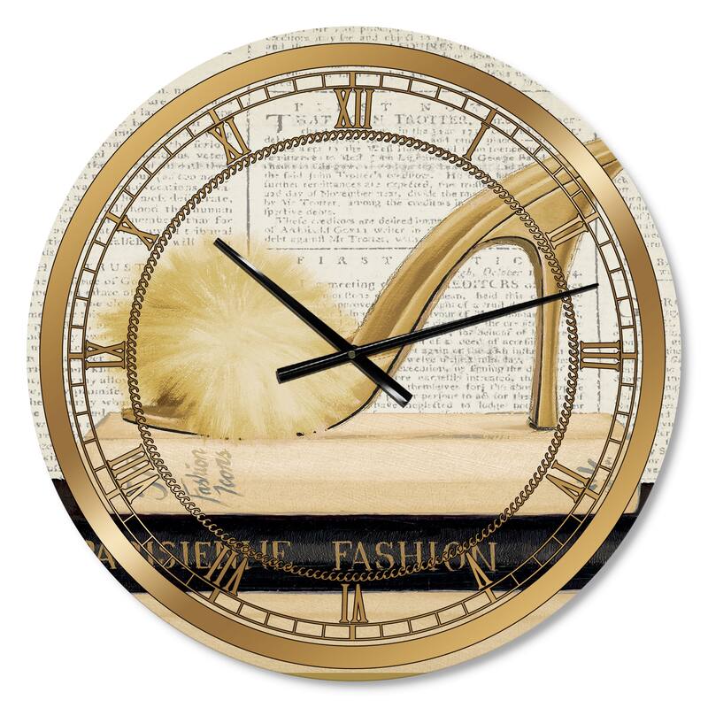 Designart 'Gold Fashion High Hells II' Posh & Luxe Large Wall CLock ...