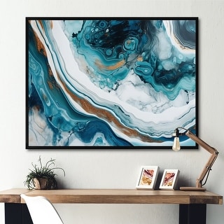 Designart "Ocean Marble Hald Circle Abstract Iii" Abstract Marble ...
