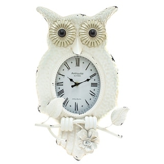 19.25" Ivory and Black Owl Clock - Bed Bath & Beyond - 37918794