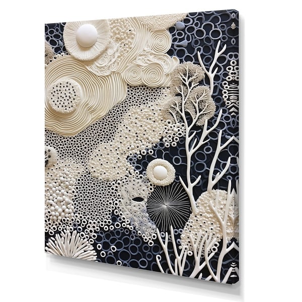 Designart "Abstract Black And White Corals Reef IV" Coastal Coral Under ...