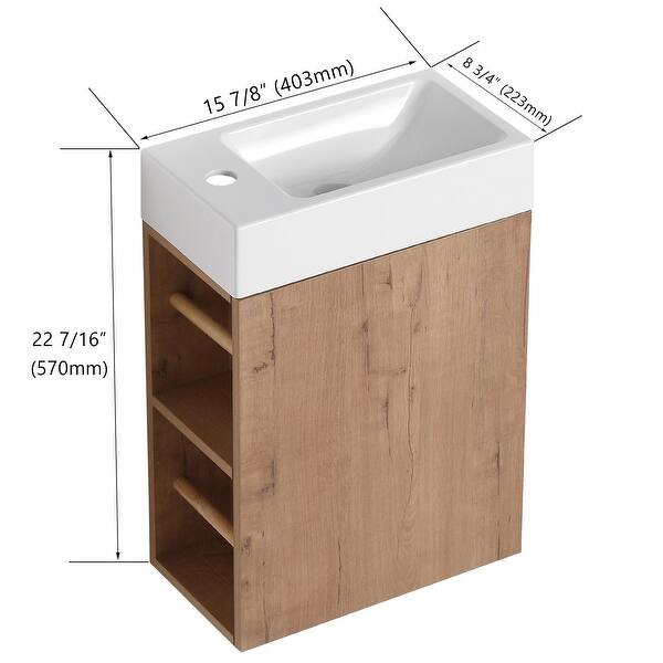 ARTCHIRLY 16 Inch Bathroom Vanity with Sink, Single Sink Floating ...