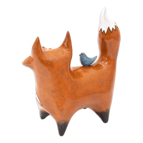 Novica Handmade Friendly Fox Ceramic Figurine - Bed Bath & Beyond ...