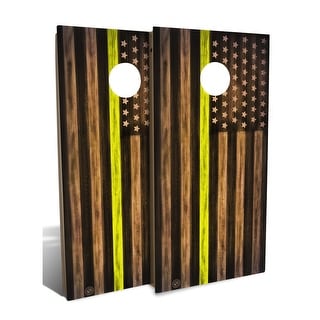 Dispatch Thin Yellow Line Charred Wood Cornhole Boards (Includes 8 Bags ...