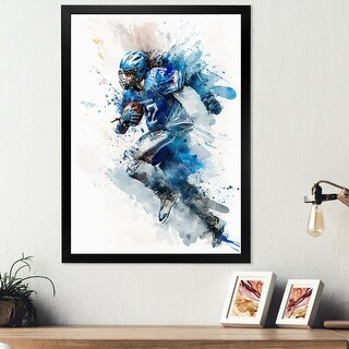Designart "Football Player On Field Running" Modern Framed Art Print ...