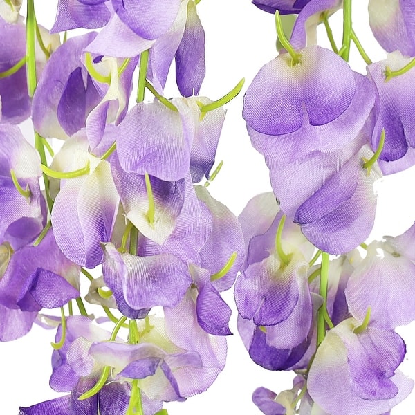 Set of 2 Purple Artificial Wisteria Flower Stem Hanging Spray Bush 24in ...