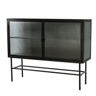 Fluted Glass Storage Cabinet Multi-Functional Sideboard Cabinet Dual ...