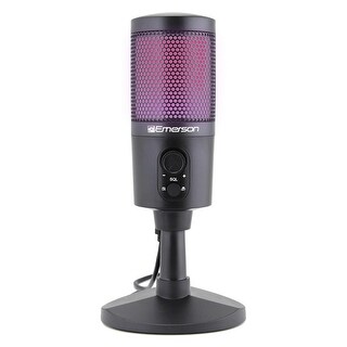 Emerson USB Gaming & Streaming Microphone with RGB Lighting with Tap-to ...