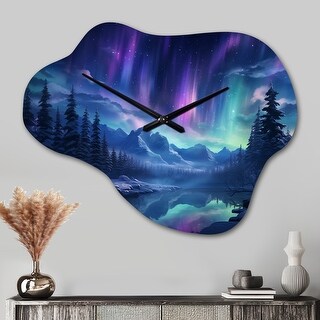 Designart - Northern Lights I - Aurora Borealis Wall Clock in Cloud ...