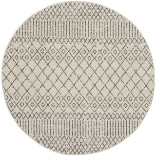 4' Round Ivory and Gray Geometric Area Rug - 3'6" - Bed Bath & Beyond ...
