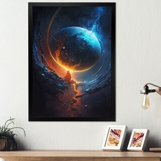 Designart "Deep Planet Eclipse IV" Outer Space Framed Art Print - Bed ...