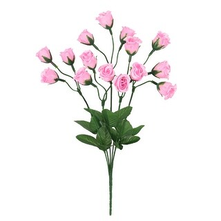 Set of 12 Pink Artificial Mini Rose Bud Flower Stem Bush Bouquet 14in ...