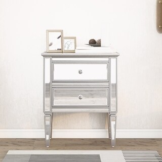 Elegant Mirrored Side Table with 2 Drawers - Bed Bath & Beyond - 37867376