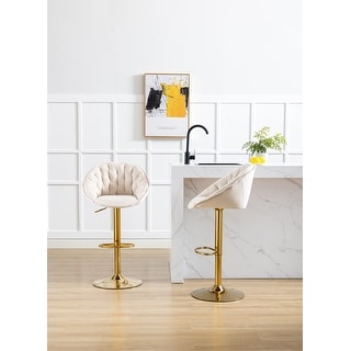 2 Pc Swivel Bar Stools Ergonomic Adjustable Dining Chair with Footrest ...