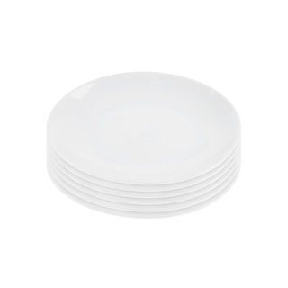 6 Piece 5.5 Inch Round Porcelain Appetizer Plate Set in White - Bed ...