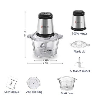 Milex Multi-Function Electric Food Processor – 3L Glass Bowl, 300W ...