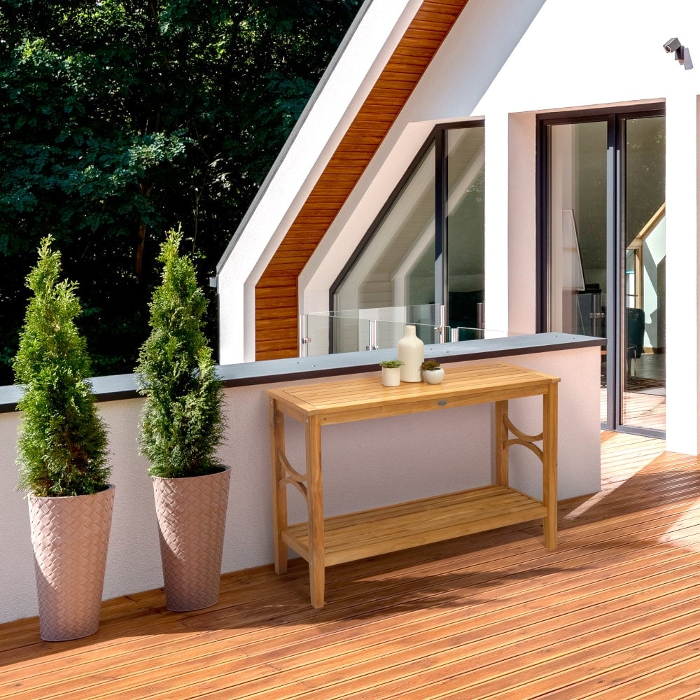 Santorini Grade A Teak Outdoor Console Bar Table - On Sale - Bed Bath ...