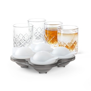 Final Touch Yarai Shiver Ice Ball Shot Glasses with Tray - Set of 4 - 2 ...