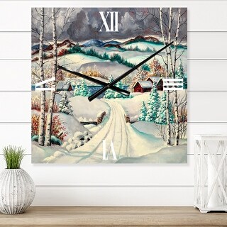 Designart 'Snowy Road In Rural Winter Landscape' Traditional Large Wall ...