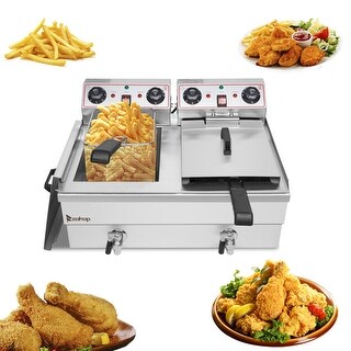 Stainless Steel Double Tank Deep Fryer 3400W MAX - Bed Bath & Beyond ...