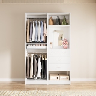 Cimly Set of 2 Free-standing Closet System with Drawers and Hanging ...