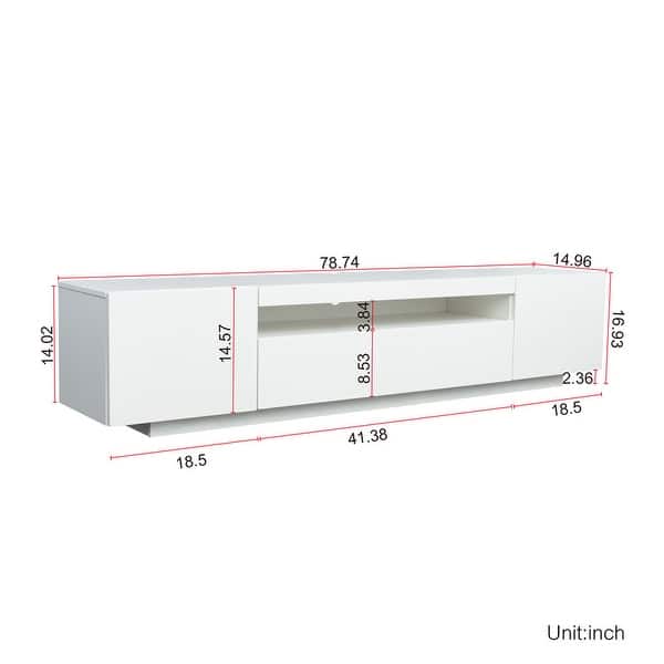 Modern White Wooden 80 inch TV Stand with Lights - Bed Bath & Beyond ...