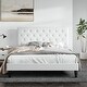 Full Bed Frame w/ Button Tufted Headboard, Faux Leather Upholstered ...