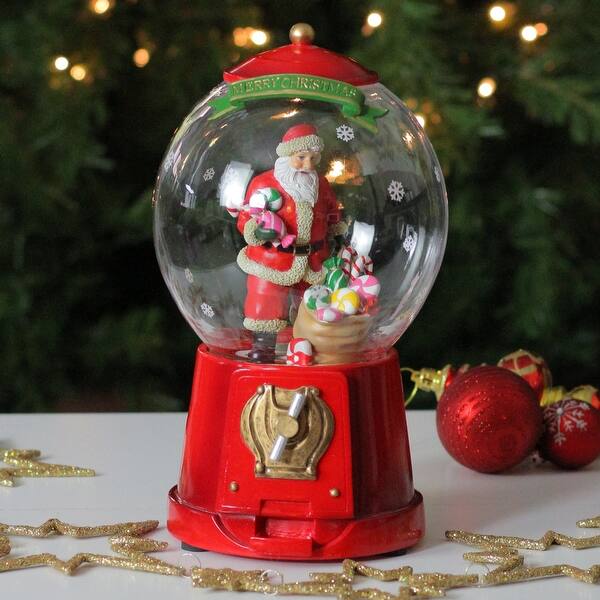 10" Red Animated and Musical Santa Gumball Machine Christmas Table ...