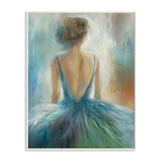Stupell Ballet Girl Blue Orange Figure Painting,10 x 15, Wood Wall Art ...