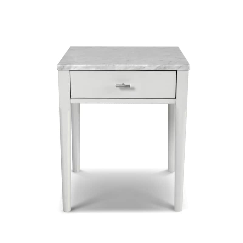 Alto 18" Square Italian Carrara White Marble Side Table with Legs ...