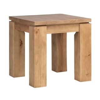 Datona 22-inch Square Reclaimed Pine Block Feet Side Table, Natural ...