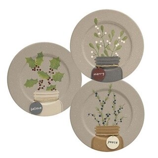 Winter Mason Jar Tag Plate 3 Asstd. - 0.75"W x 8.50"L x 8.50"H - Bed ...