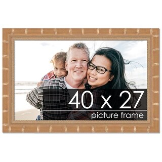 40x27 Bamboo Gold Complete Wood Picture Frame with UV Acrylic, Foam ...